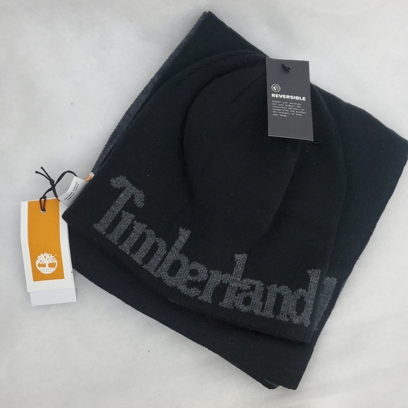 Timberland | Accessories | Timberland Logo Jacquard Hat And Scarf Set ...